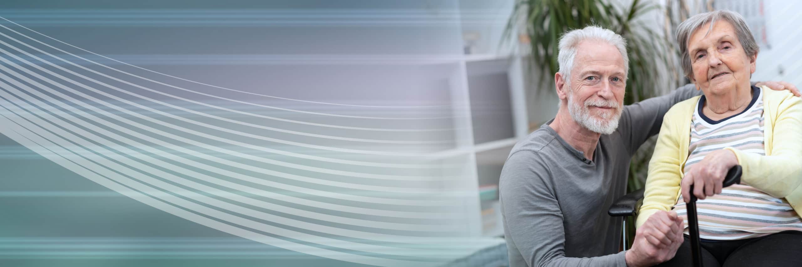 Concept of elderly support; panoramic banner - Adventist Retirement Plus