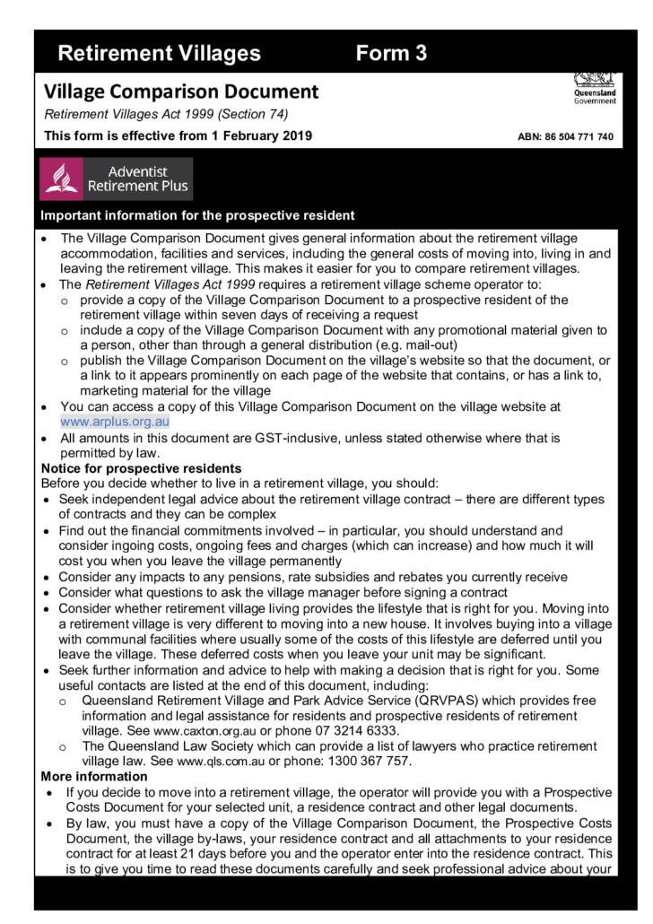 3-1-7 VCD Village Comparison Document - Form 3 v9 - VP 20230701 ARP ...